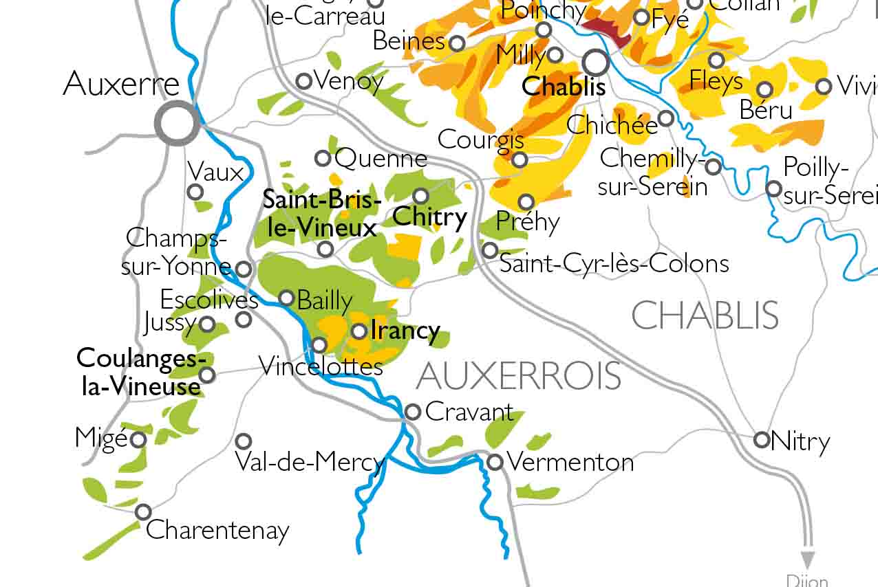 Carte de Chablis et du Grand Auxerrois - Vins de Bourgogne